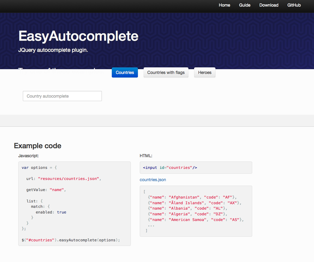 Easyautocomplete首页、文档和下载 Jquery 自动完成插件 Oschina 中文开源技术交流社区