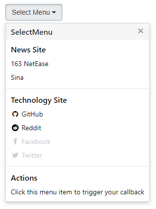 SelectMenu首页、文档和下载 - 简洁，多样的菜单解决方案 - OSCHINA - 中文开源技术交流社区