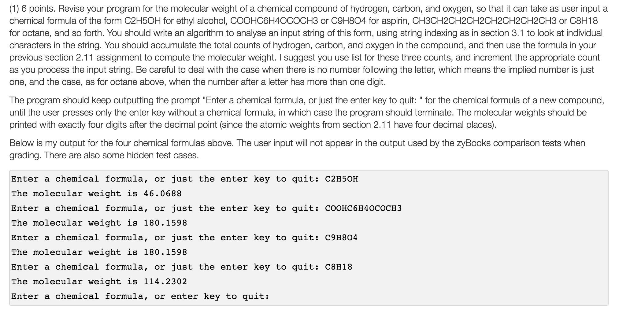 python解析分子式，计算分子量,急急急！！ - OSCHINA - 中文开源技术交流社区