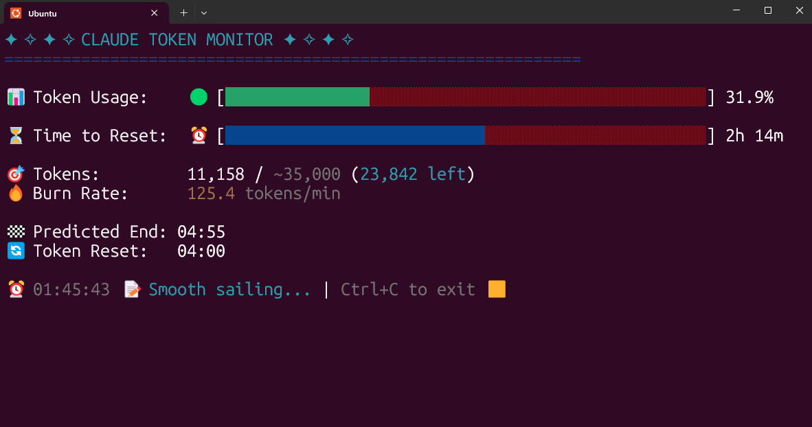 Claude Code Usage Monitor首页、文档和下载 - 监控 Claude AI token 的使用情况 - OSCHINA - 中文开源技术交流社区