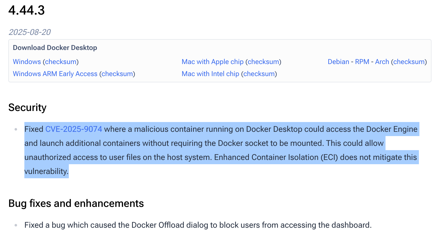Docker Desktop 修复高危漏洞 Cve 2025 9074 Oschina 中文开源技术交流社区
