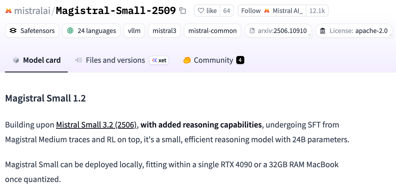 法国 AI 公司 Mistral 开源推理模型 Magistral Small 1.2 - OSCHINA - 中文开源技术交流社区